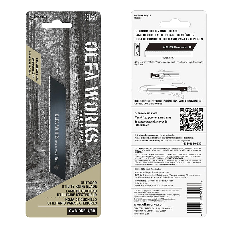 Olfa 3/Pk Works Spare Blades for Outdoor Utility Knife | BLA OWB-OKB-1 ...