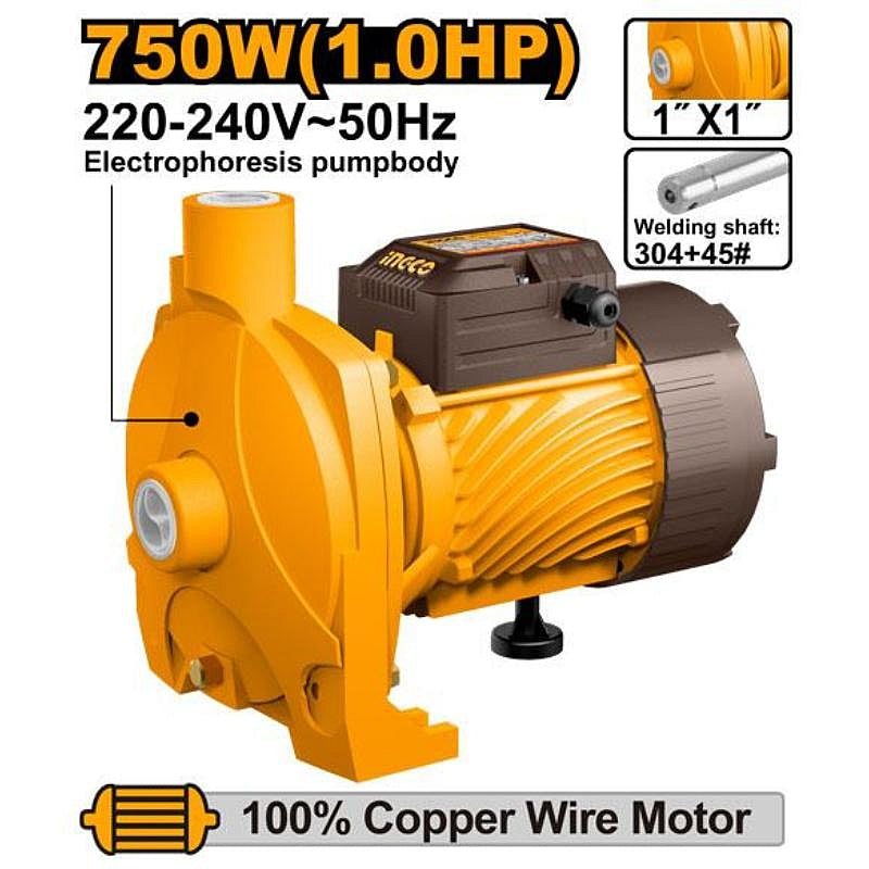 Ingco Centrifugal Water Pump 125 L/min,750W (1.0HP) | CPM75068 – Tools4