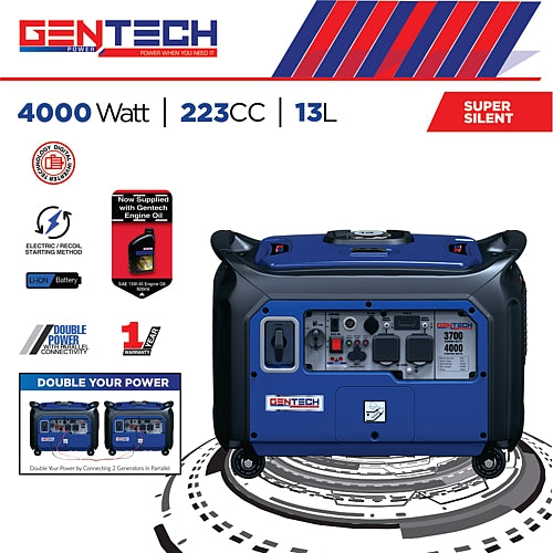 GenTech - GP4000iS 4 kVA Digital Pure Sine Wave Petrol Inverter ...
