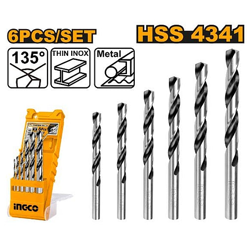 Ingco 6Pc HSS Twist Drill Bit Set (4341) | AKD1055 - Tools4Builders