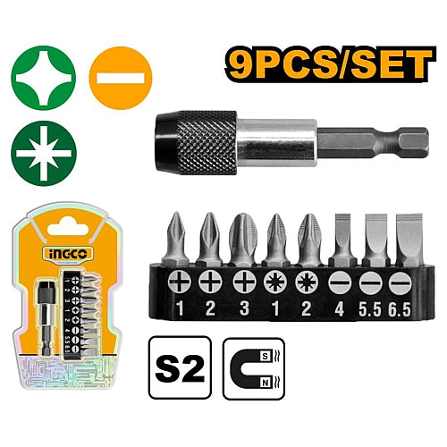 Ingco 9Pc Screwdriver Bit Set | AKSD0071 - Tools4Builders