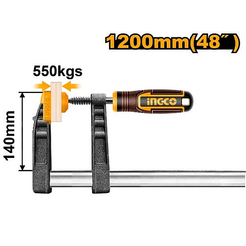 Ingco F-Clamp 140 x 1200mm | HFC021401 - Tools4Builders
