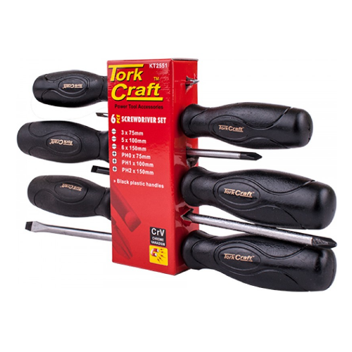TORK CRAFT - 6 Piece Black Handle Screwdriver Set (KT2551) – Tools4